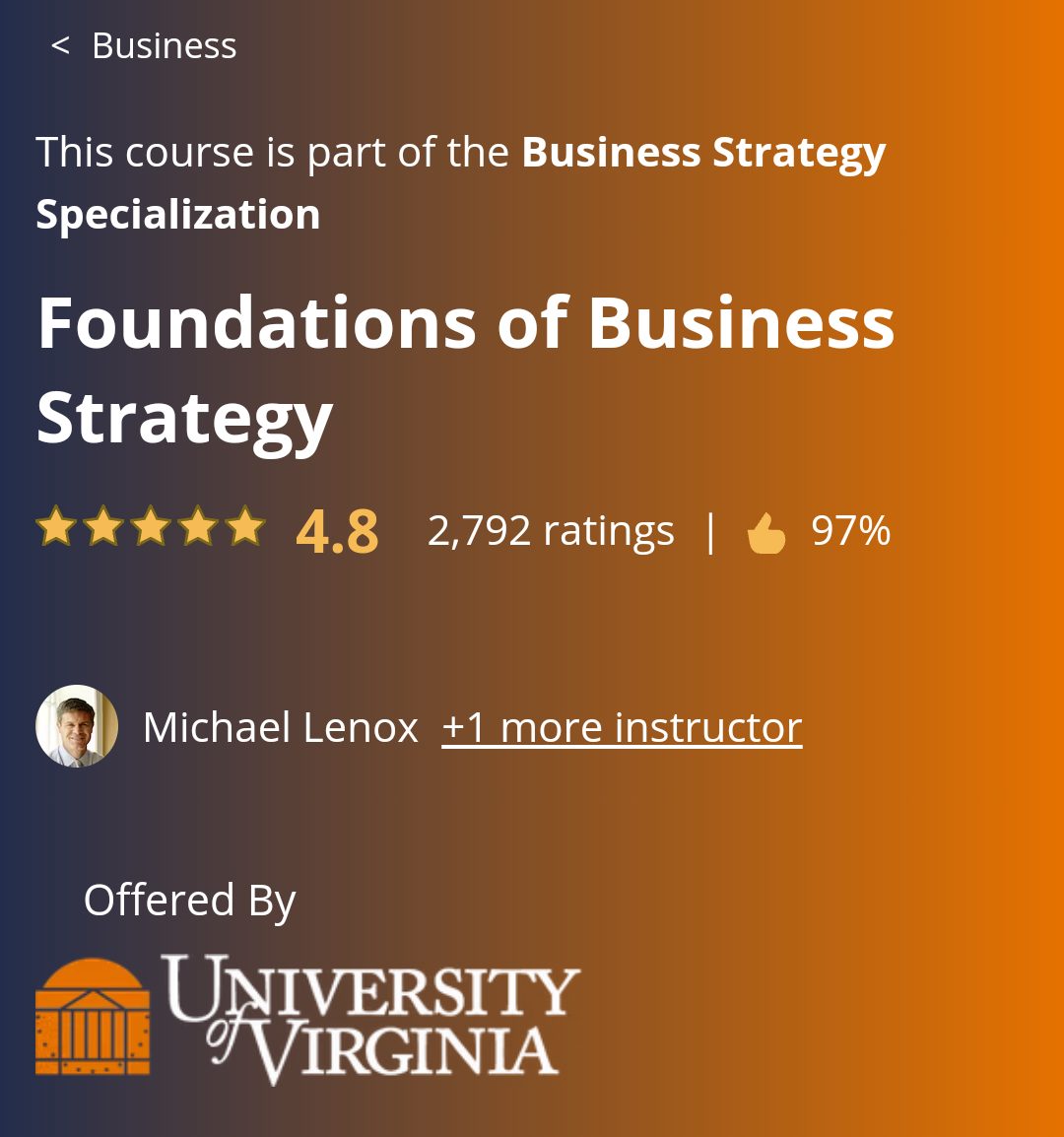 تخصص Business Strategy Specialization