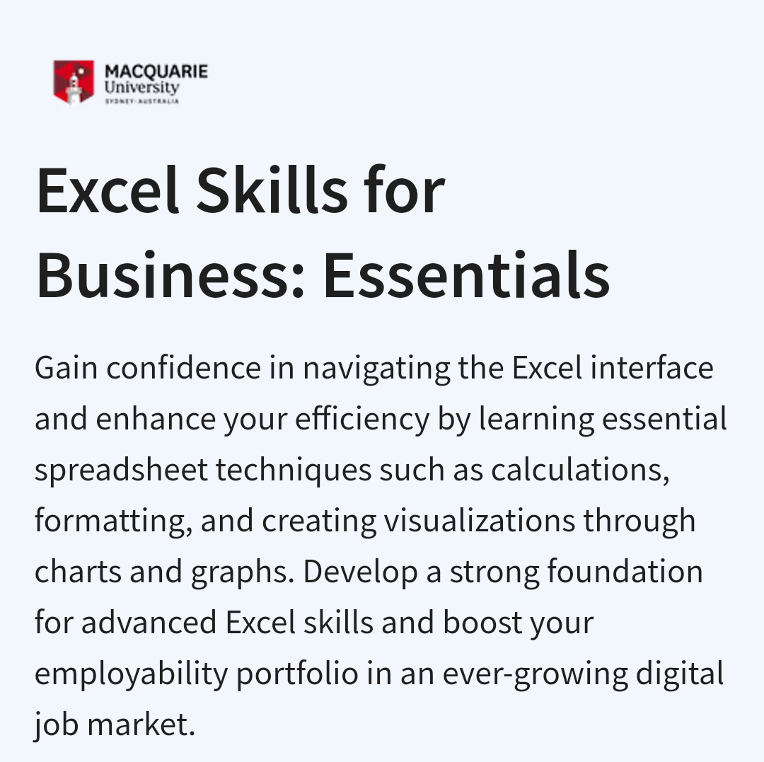 تخصص Excel Skills for Business