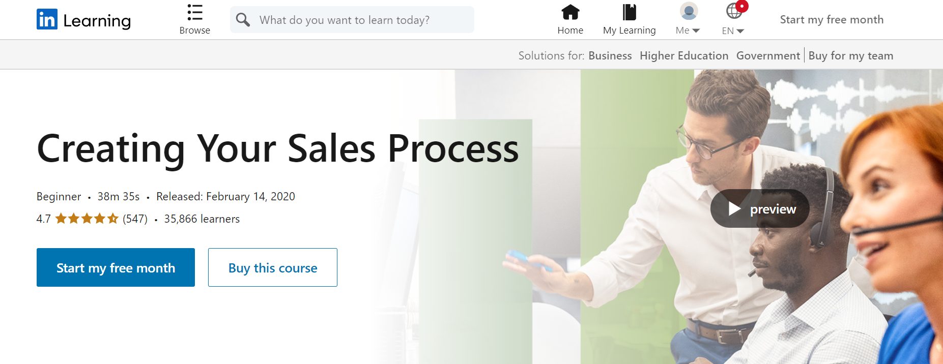 مسار Getting Started as a Sales Representative على منصة لينكدإن!