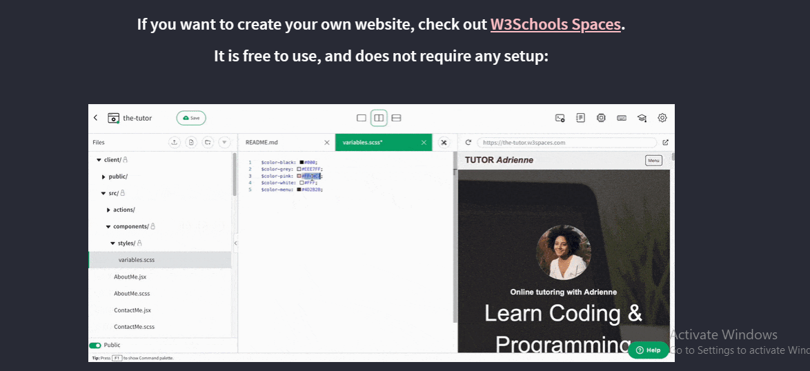 موقع W3Schools: أفضل منصة لتعلم وممارسة لغات البرمجة اون لاين