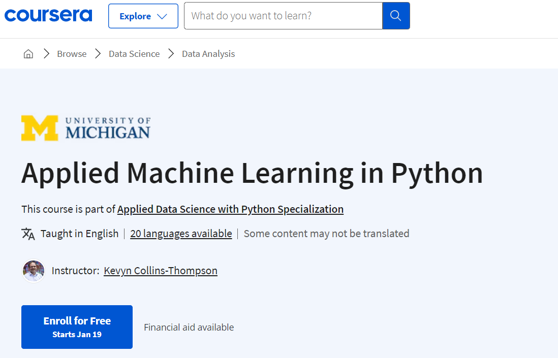 تخصص Applied Data Science with Python