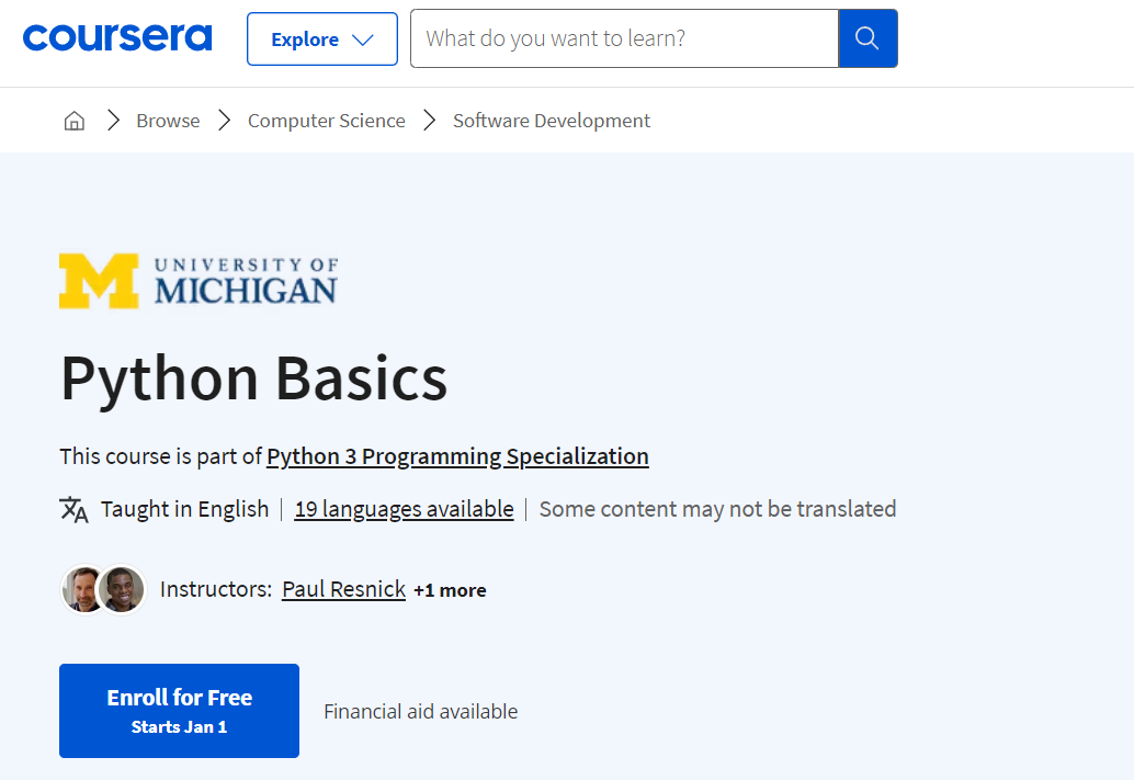 تخصص Python 3 Programming
