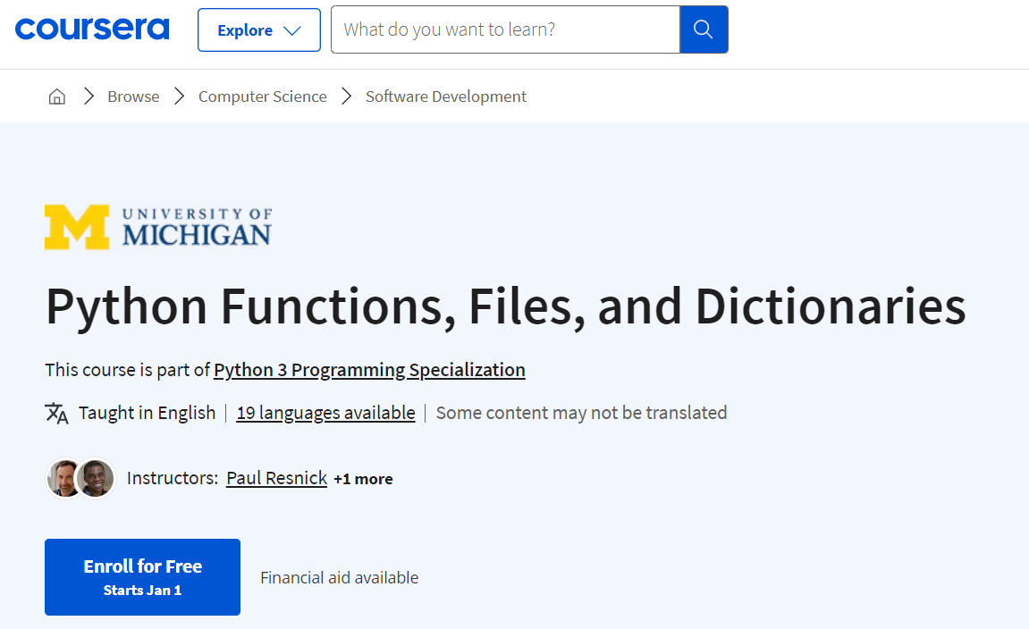 تخصص Python 3 Programming